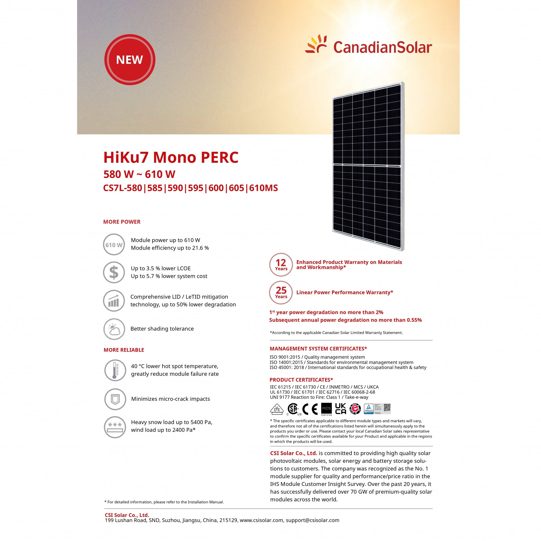 Tấm pin năng lượng mặt trời Canadian 605W | CÔNG TY TNHH CÔNG NGHỆ HƯNG LỢI